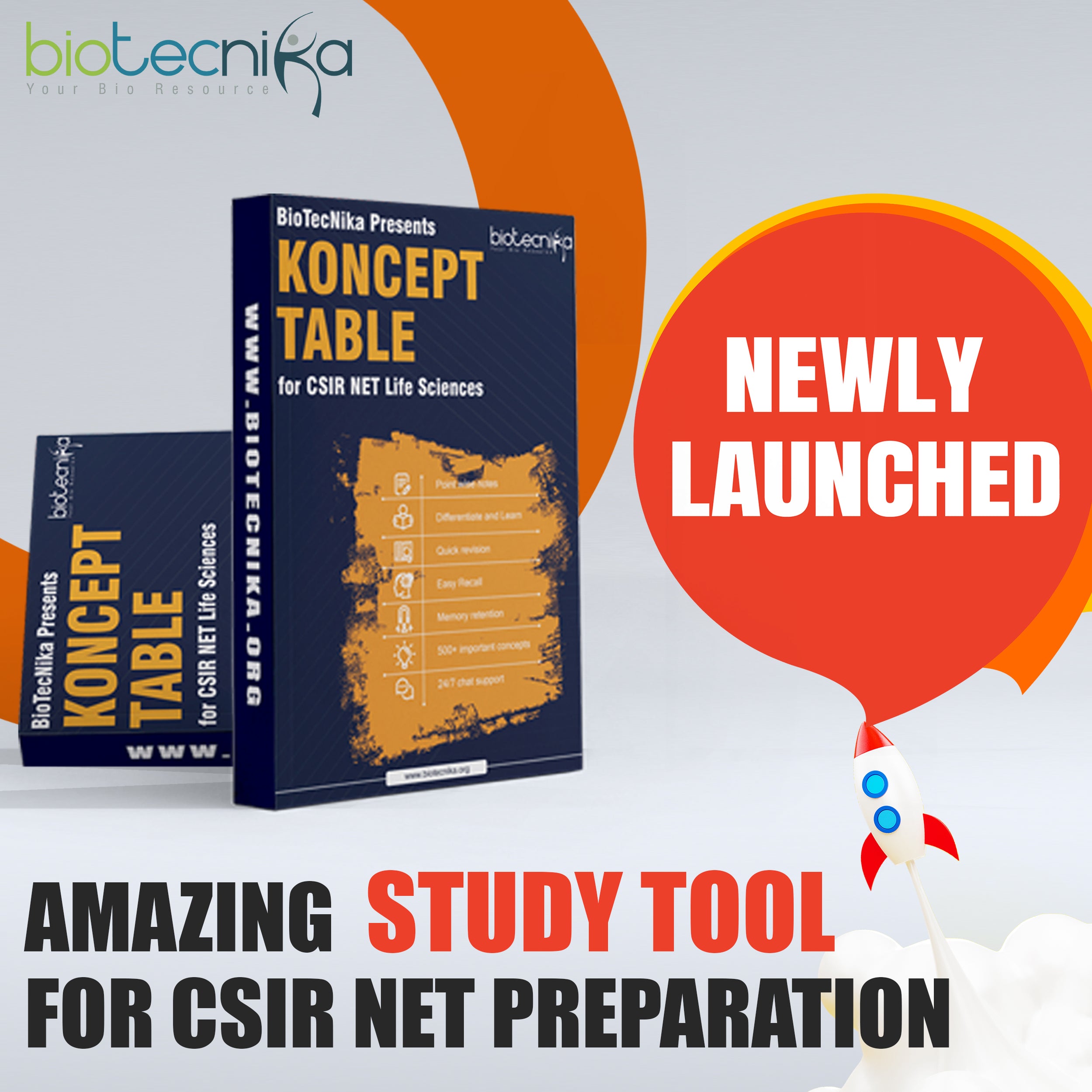 KONCEPT Table For CSIR NET Life Science Exam — BioTecNika Store
